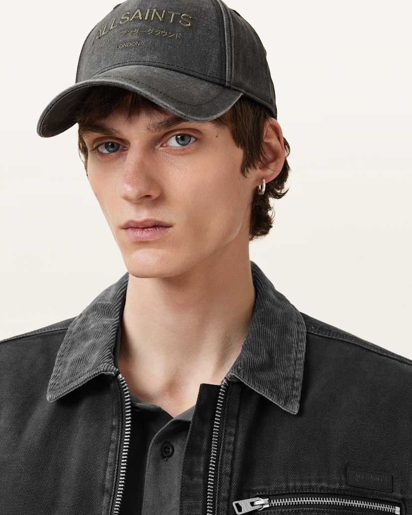 Underground Logo Print Baseball Cap WASHED BLACK/GREEN | ALLSAINTS Canada